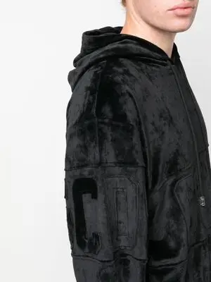 Gcds Logo-patch Velvet Hoodie