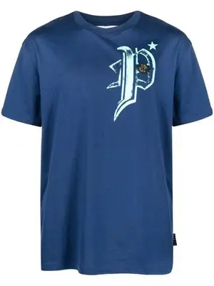 Philipp Plein Ss Skull&bones Cotton T-shirt - Blue