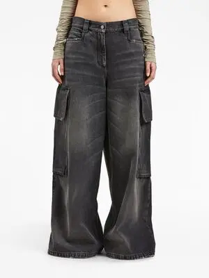 Palm Angels Low-rise Wide-leg Jeans - Black
