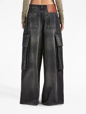 Palm Angels Low-rise Wide-leg Jeans - Black