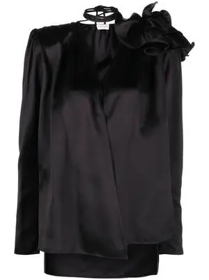 Magda Butrym Detachable Floral Appliqué Blouse - Black