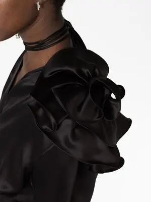 Magda Butrym Detachable Floral Appliqué Blouse - Black