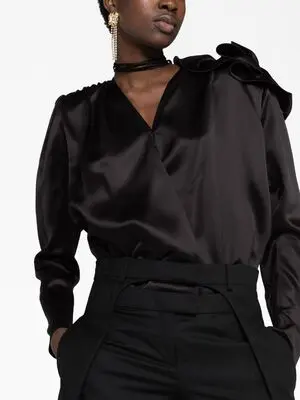 Magda Butrym Detachable Floral Appliqué Blouse - Black