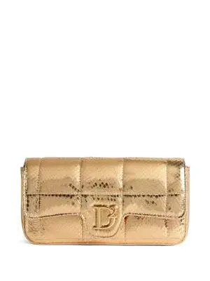 Dsquared2 Logo-plaque Metallic Leather Clutch - Gold