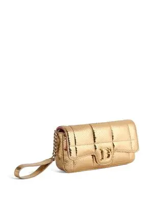 Dsquared2 Logo-plaque Metallic Leather Clutch