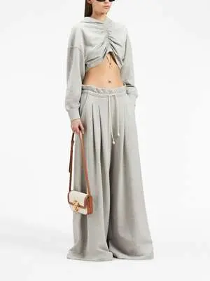 Palm Angels Ruched Detail Cropped Hoodie - Grey