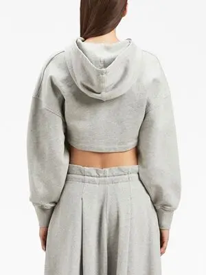 Palm Angels Ruched Detail Cropped Hoodie - Grey