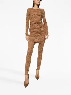 Dolce & Gabbana Floral-lace Mini Dress - Brown