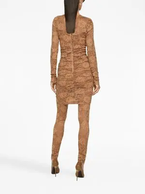 Dolce & Gabbana Floral-lace Mini Dress - Brown