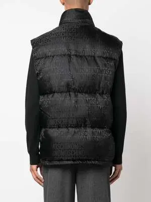 Moschino Jacquard Logo-Motif Padded Gilet In Black - 71% Off