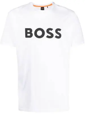 BOSS Cotton-jersey T-shirt With Large Logo Print - White