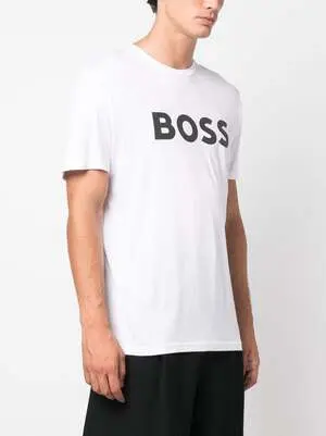 BOSS Cotton-jersey T-shirt With Large Logo Print - White