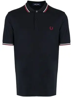 Fred Perry Contrast-trim Cotton Polo Shirt - Blue