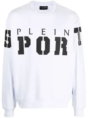 PLEIN SPORT Ls Logo-print Cotton Sweatshirt - White
