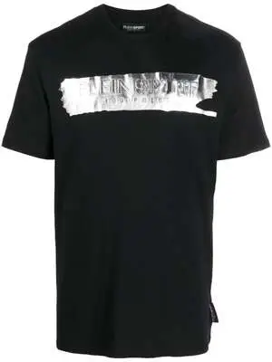 PLEIN SPORT Ss Silver Brush Cotton T-shirt - Black