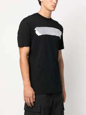PLEIN SPORT Ss Silver Brush Cotton T-shirt - Black