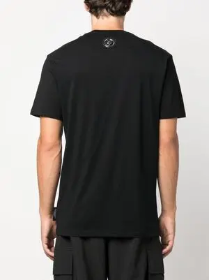 PLEIN SPORT Ss Silver Brush Cotton T-shirt - Black