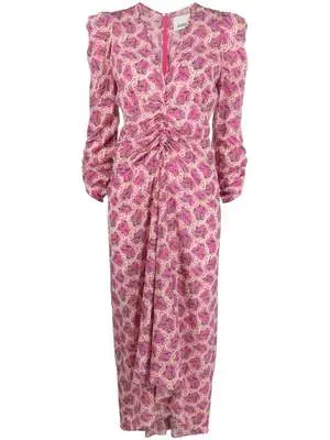 Isabel Marant Étoile Albini Printed Silk Midi Dress - Pink