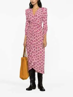 Isabel Marant Étoile Albini Printed Silk Midi Dress - Pink