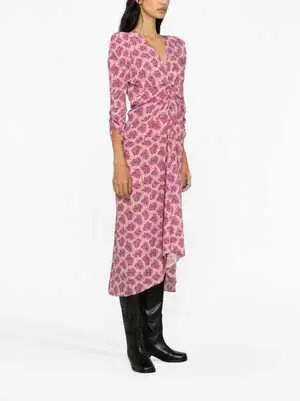 Isabel Marant Étoile Albini Printed Silk Midi Dress - Pink