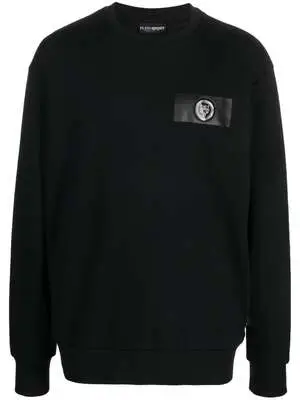 PLEIN SPORT Logo-patch Cotton Sweatshirt - Black