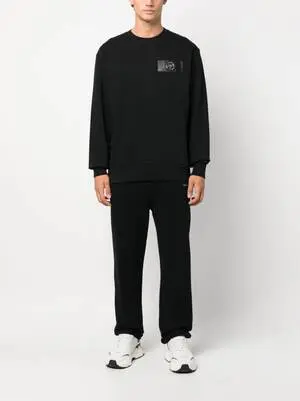 PLEIN SPORT Logo-patch Cotton Sweatshirt - Black
