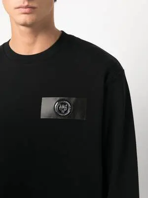 PLEIN SPORT Logo-patch Cotton Sweatshirt - Black