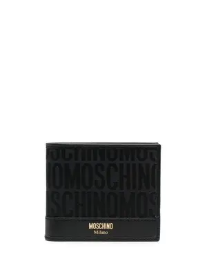 Moschino Jacquard-logo Bi-fold Wallet - Black
