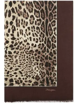Dolce & Gabbana Leopard-print Silk Scarf - Brown