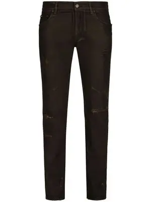 Dolce & Gabbana Ripped Detailing Slim-fit Jeans - Black