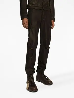 Dolce & Gabbana Ripped Detailing Slim-fit Jeans - Black