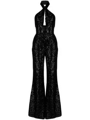 Elie Saab Sequin-embellished Halterneck Jumpsuit - Black