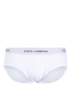 Dolce & Gabbana Logo-waistband Ribbed-knit Briefs - White