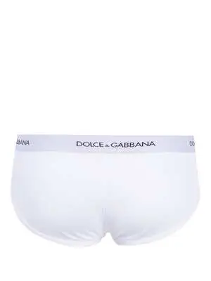 Dolce & Gabbana Logo-waistband Ribbed-knit Briefs - White