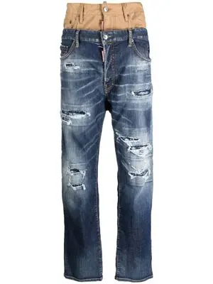 Dsquared2 Double-waist Distressed Jeans