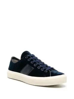 TOM FORD Cambridge Crocodile-effect Leather Sneakers - Blue