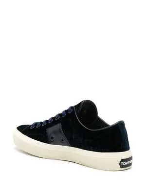 TOM FORD Cambridge Crocodile-effect Leather Sneakers - Blue