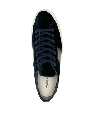 TOM FORD Cambridge Crocodile-effect Leather Sneakers - Blue