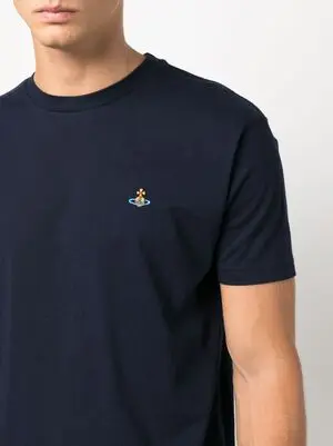 VIVIENNE WESTWOOD Orb-embroidered Cotton T-shirt - Blue