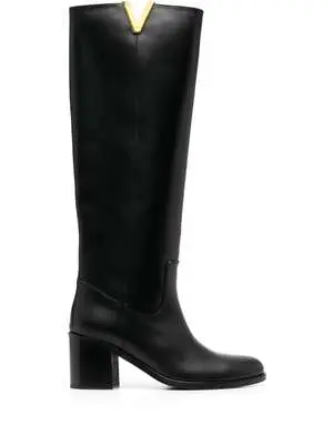 VIA ROMA 15 Logo Plaque Leather Boots