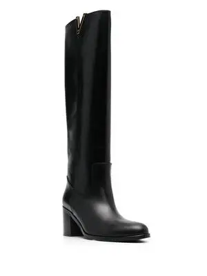 VIA ROMA 15 Logo Plaque Leather Boots