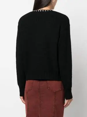 Patrizia Pepe Ribbed Knit Sweater With Metallic Hardware
