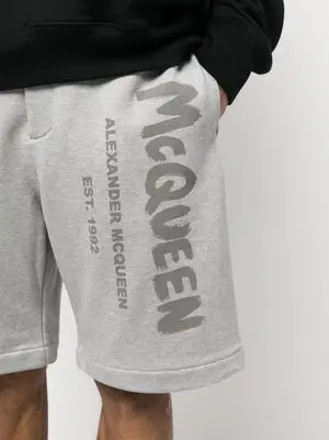 Alexander McQueen Graffiti-print Track Shorts - Grey