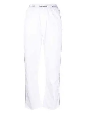 SPORTY & RICH Logo-waistband Cotton Pyjama Trousers - White
