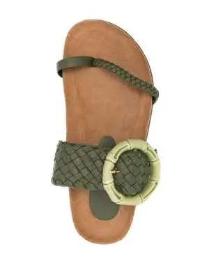Johanna Ortiz Broadwalk Romance Leather Slides - Green