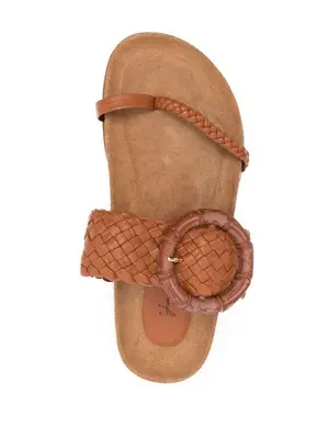 Johanna Ortiz Broadwalk Romance Leather Slides - Brown