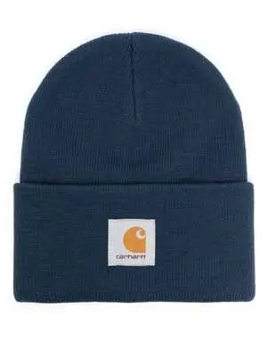 Carhartt Work In Progress Watch Logo-patch Ribbed Beanie Hat
