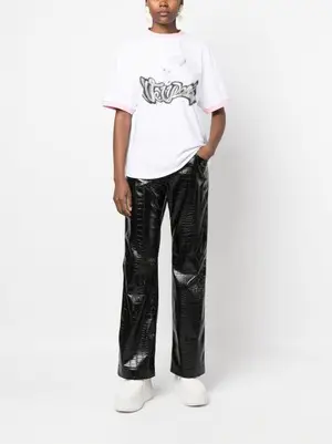 MSGM Embossed Crocodile Straight-leg Trousers