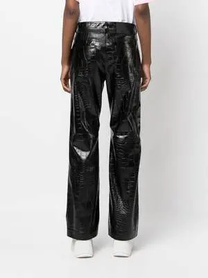 MSGM Embossed Crocodile Straight-leg Trousers