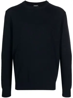 DONDUP Logo-plaque Fine-knit Jumper - Blue